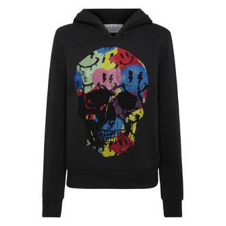 Philipp Plein Femme, Sweatshirts et sweats &agrave; capuche, Noir, Taille: 46 FR Hooded SweaT-shirt Smile
