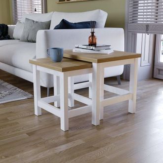 Home Discount Home Discount - Arlington Nest Beistelltische Set 2er, Kaffee & Endtisch, Weiß
