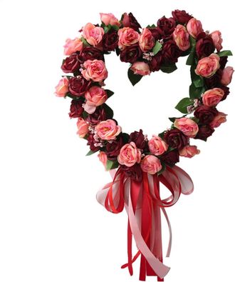 Generic Valentinstagskranz, Valentinstags-T&uuml;rkranz | Herzf&ouml;rmiger Valentinstagskranz - k&uuml;nstlicher Blumenkranz, perfekt f&uuml;r Hochzeiten, besondere Anl&auml;sse oder
