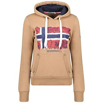 Geographical Norway gpalm Lady Sweat Femme Capuche Poches Kangourou - Sweatshirt Pull Manches Longues Chaud - Hoodie Veste Femmes Printemps Ete Automne Hiver (Taupe XL)