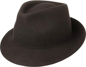 LIPODO Chapeau en Feutre Uni Trilby Femme/Homme - Made in Italy pour Homme Fedora Laine Automne-Hiver Hiver - XL (60-61 cm) Marron Fonce