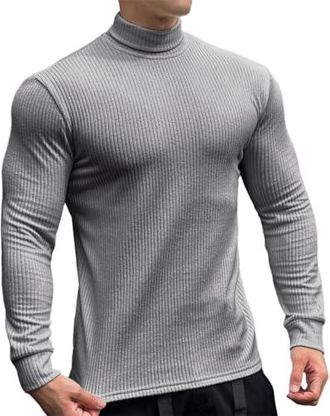 Generic Sweat dentraînement de bodybuilding pour homme, coupe ajustée, manches longues, haut dentraînement anti-humidité, t-shirt de gym, gris, XXL