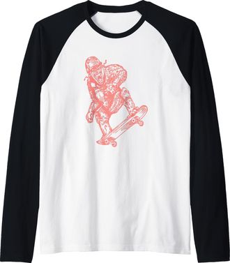 Seembo Gorilla Skater Skateboarding AFFE Skating Skateboard Raglan