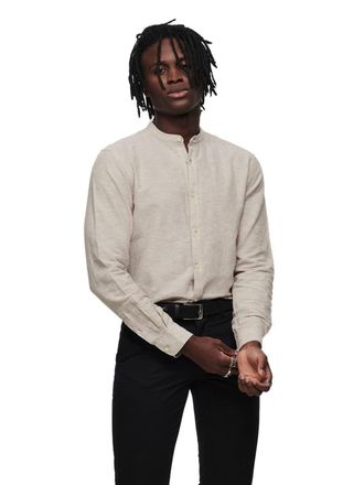 Only & Sons Herren Freizeit Hemd ONSCAIDEN SOLID - Slim Fit XS S M L XL XXL, Größe:XXL, Farbe:Chinchilla 22019173