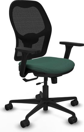 Piqueras y Crespo Drehbarer Schreibtischstuhl mit 3D-Armen, h&ouml;henverstellbare Lendenwirbelst&uuml;tze, ausgestattet mit Syncro/Traslack und injiziertem Schaum. Schwarz/Flasc