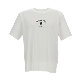 Maison Margiela Logo Print T-Shirt - - Tops - Herren - Wei&szlig; - L