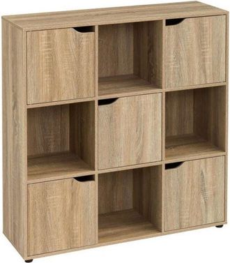 Wadiga Étagère Basse en Bois MDF 9 Casiers 5 Portes Façon Console