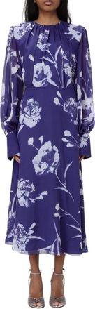 Erdem Femme, Robes, Bleu, Taille: 42 FR Saphir Robe A-Line Florale