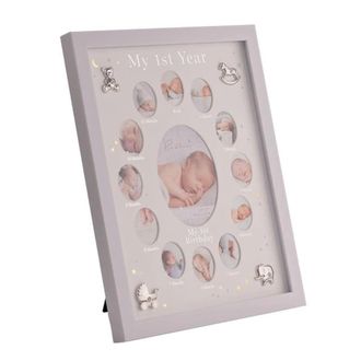Widdop and Co Widdop Bilderrahmen für das erste Lebensjahr mit silbernen Applikationen