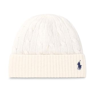 Polo Ralph Lauren Bonnet Logo en m&eacute;lange laine-cachemire - Femme - Accessoires - Blanc - Taille: ONE Size