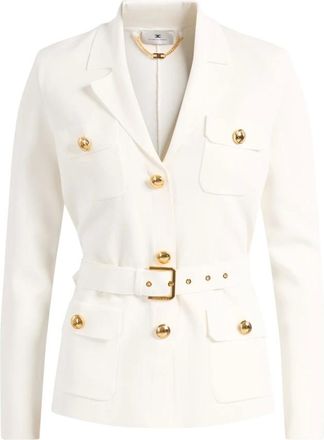 Elisabetta Franchi Femme, Vestes, Blanc, Taille: 42 FR Giacca in maglia punto stoffa
