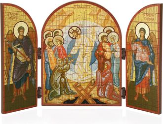 NKlaus Auferstehung Jesus Christus Ostern Ikone Triptychon Holz 25x16c Christlich 13801