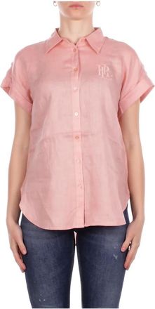 Ralph Lauren Femme, Blouses et Chemises, Rose, Taille: 42 FR Chemise &agrave; Manches Courtes Boutonn&eacute;e Broono Ralph Lauren