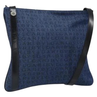 Bulgari Pre-owned Vintage Schultertasche aus Canvas - - Pre-owned - Damen - Blau - ONE SIZE