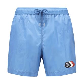 Moncler Homme, Maillots de bain, Bleu, Taille: XL Logo Patch Swim Shorts