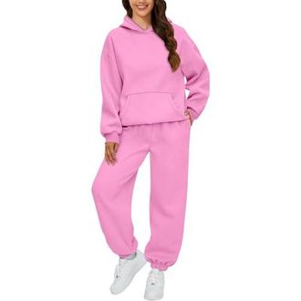 Generic Survêtement à capuche pour femme - Ensemble de survêtement assorti pour femme - Vêtement de sport dautomne et dhiver 2 pièces - Tenue de loisirs - Ens