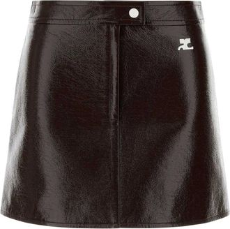 Courr&egrave;ges Femme, Jupes, Brun, Taille: 38 FR Reedition Vinyl Mini Skirt