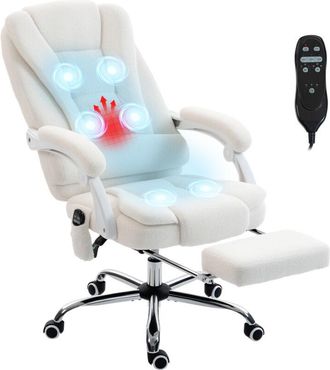 Vinsetto Fauteuil de bureau - Vinsetto - massant et chauffant - hauteur r&eacute;glable, dossier inclinable et t&eacute;l&eacute;commande filaire - blanc