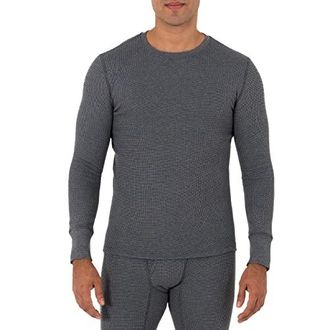 Fruit Of The Loom Recycled Waffle Thermal Underwear Crew Top (1 and 2 Packs) Haut de Pijama, Gris chiné, S Homme