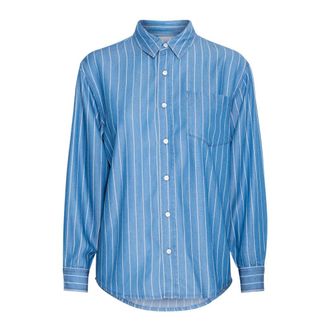 Ichi Blau Gestreifte Hemdbluse - - Blouses & Shirts - Damen - Blau - M