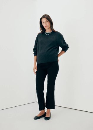 Mango Flare-Umstandsjeans in Cropped-L&auml;nge black denim - Damen - 34 - MANGO