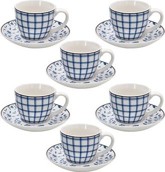 Tognana Set mit 6 Kaffeetassen mit Untertasse 80 cc Cottage, New Bone China, Beige