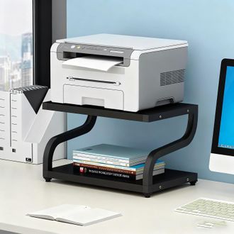 Generic Druckerständer 2-stufiger Druckerständer aus Holz for den Schreibtisch, Schreibtisch-Organizer for das Home Office, Kopiererregal mit Stauraum, doppel