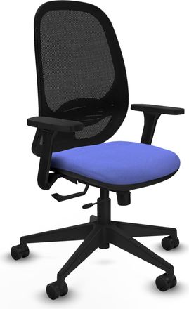 Piqueras y Crespo B&uuml;rostuhl mit 3D-Armen, h&ouml;henverstellbare Lendenwirbelst&uuml;tze, ausgestattet mit Syncro/Translack und Schneideschaum, Schwarz/Hellblau