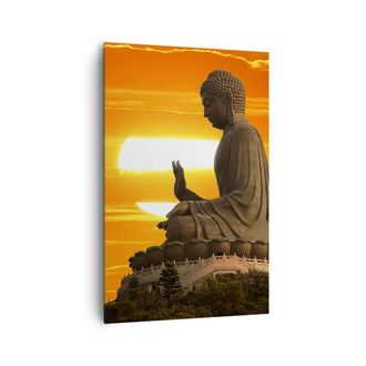 Arttor Wandbilder Dekoration Wohnzimmer tempel buddha Bilder auf Leinwand 80x120cm Leinwandbild mit Rahmen Schlafzimmer K&uuml;che Deko Wand Kunstdruck Art Gro&szlig; X