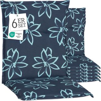 Beo Gartenstuhl-Auflagen Barcelona Niedriglehner 100 x 50 cm (6er-Pack) | Waschbare, UV-beständige Sitz-Kissen | Atmungsaktive Polster-Auflagen nach Öko-T