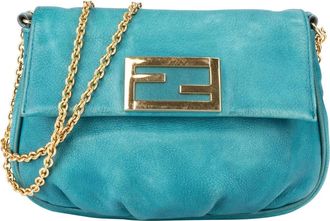 Fendi Crossbody Bags - Fendi Blue Leather Fendista Chain Crossbody Bag - Gr. unisize - in Blau - f&uuml;r Damen