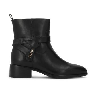 Kazar Leder Stiefeletten mit Logo-G&uuml;rtel - - Shoes - Damen - Schwarzk - 36 EU