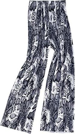 Generic Pantalon long pour femme imprim&eacute; ample, taille haute, droite, jambe large, pantalon &agrave; motifs, yoga, course, poids l&eacute;ger, style urbain, BK5, taille uni