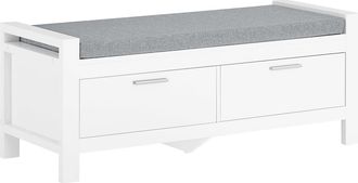 SoBuy Schuhregal Schuhschrank Schuhbank mit Sitzfläche - Sitzbank mit Stauraum & 2 Schubladen - Flur Organizer mit Kissen, Weiß 100x40x40cm, 120kg - FSR74-W