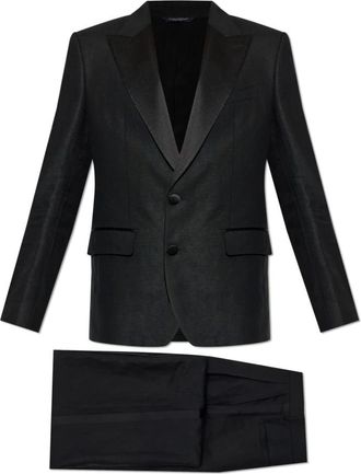 Dolce & Gabbana Homme, Costumes, Noir, Taille: L Costume crois&eacute; en toile de lin