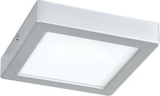 Eglo LED Deckenleuchte Idun, 1 flammige Aufbauleuchte aus Metall und Kunststoff, Deckenlampe in Silber, Wei&szlig;, LED Aufbaulampe neutralwei&szlig;, L x B 17 cm