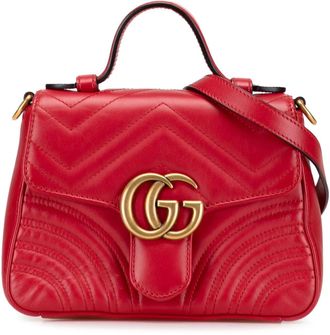 Gucci Hobo Bags - Mini GG Marmont Matelasse Leather Top Handle Bag - Gr. unisize - in Rot - f&uuml;r Damen
