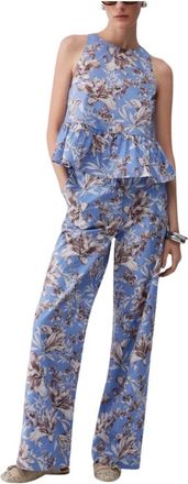 Liu Jo Femme, Blouses et Chemises, Bleu, Taille: 38 FR Haut en Popeline avec