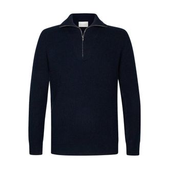 Profuomo Half Zip Navy Pullover Sweater - - Knitwear - Herren - Blau - S