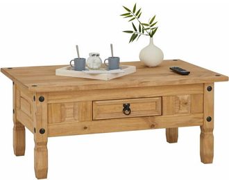 IDIMEX Table basse en pin salsa style mexicain, avec 1 tiroir