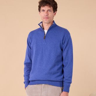 Bexley Keyden II - Pull homme bleu jean chiné et beige clair