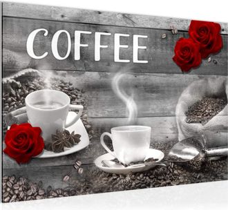 Runa Art Bild Kaffee Küche Modern Wandbilder Esszimmer Küchenbilder 1 Teilig - Made In Germany - Kaffeetasse Grau Rot Flur 027115c