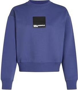 Karl Lagerfeld Karl Lagerfeld Jeans, Femme, Sweat &Agrave; Logo Encadr&eacute;, Coupe Classique, Bleu, L