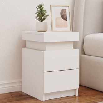vidaXL Nachttische mit LED-Leuchten 2 Stk. Wei&szlig; 35x39x55 cm Vidaxl