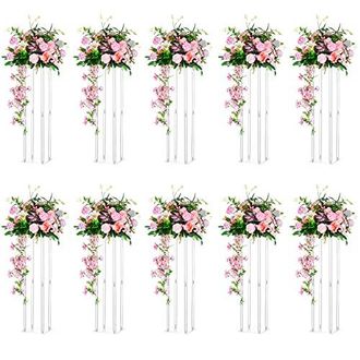 Nuptio Nuptio Centres Table Mariage Vase: 10 Pi&egrave;ces 80cm Haut Fleurs Acryliques Vase Sol Colonne Arrangement Fleurs Support Pr&eacute;sentoir Rectangulaire G&eacute;om&eacute;tri