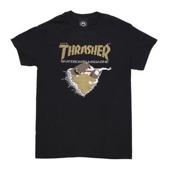 Thrasher Homme, Tops, Noir, Taille: L Tee-shirt Noir Or à Manches Courtes