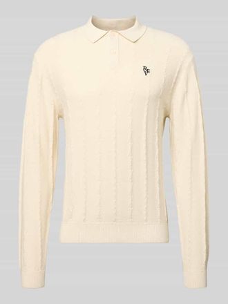 Review Strickpullover mit Strukturmuster und Polokragen