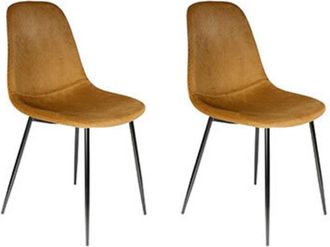 AC-D&eacute;co Ac-Deco - Lot de 4 chaises en velours c&ocirc;tel&eacute; jaune moutarde - Hauteur dassise 48 cm - Dimensions 87x42x44 cm - Confort et charme pour votre int&eacute;rieur