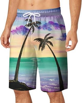 Generic Short de bain d&eacute;t&eacute; pour homme - Paysage d&eacute;t&eacute; insolite - Impression num&eacute;rique avec taille &eacute;lastique - Style d&eacute;contract&eacute; - Tendance - Short de plage - V
