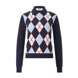 Msgm Rundhals-Strickpullover - - Knitwear - Damen - Blau - L